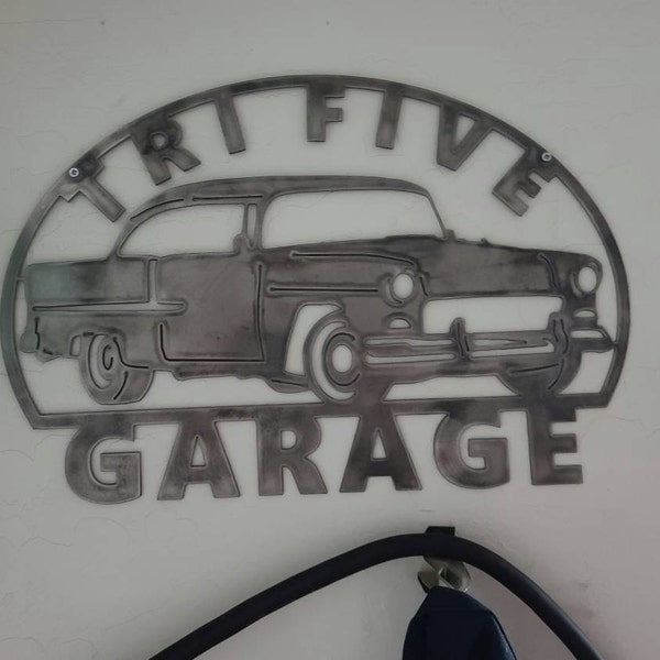 1955 Tri Five Garage Metal Car Sign Garage Art Classic Car Steel Plaque ...