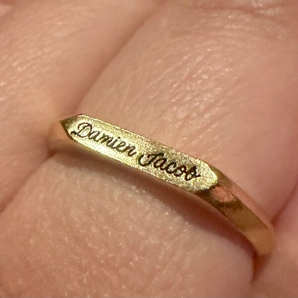 Bar Name Ring by Caitlyn Minimalist • Signet Name Ring • Custom Skinny ...