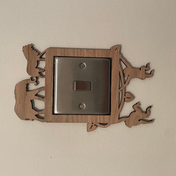 Wooden Safari Animals Light Switch Surround for Kids Room, Jungle Wild ...