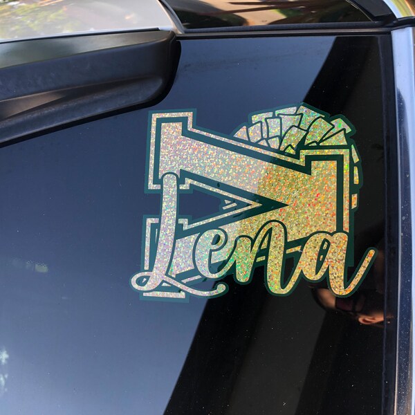 Custom Cheer Stickers - Personalized Cheerleader BIG Letter Name Pom ...