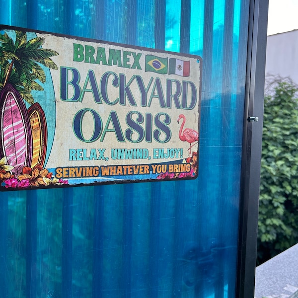 Custom Backyard Oasis Sign, Patio Decor, Outdoor Pool Sign, Tropical ...