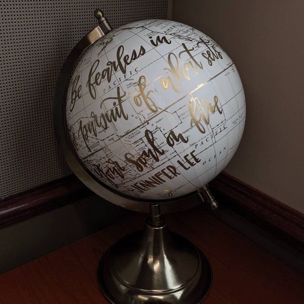 Customize Me Hand Lettered MINI Globe, White & Gold Globe, Cream Globe ...
