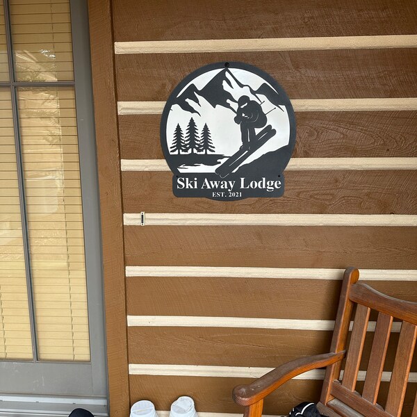 Ski Sign, Custom Ski Lodge Decor, Est Sign, Personalized Ski Cabin ...