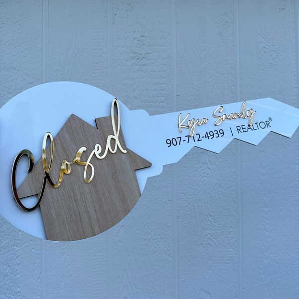 Personalized Realtor Key | Closing Realty | House Sold Acrylic and Wood ...