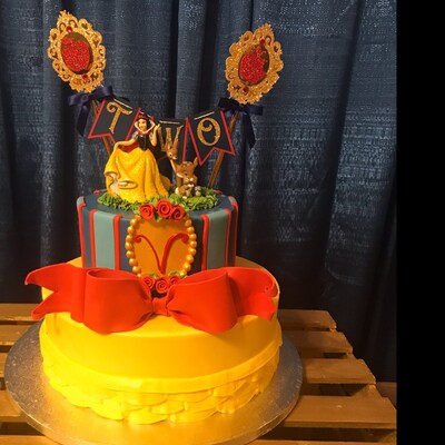 Princess Cake Topper, Glitter Gold and Red Apple, Enchanted Cake Topper ...