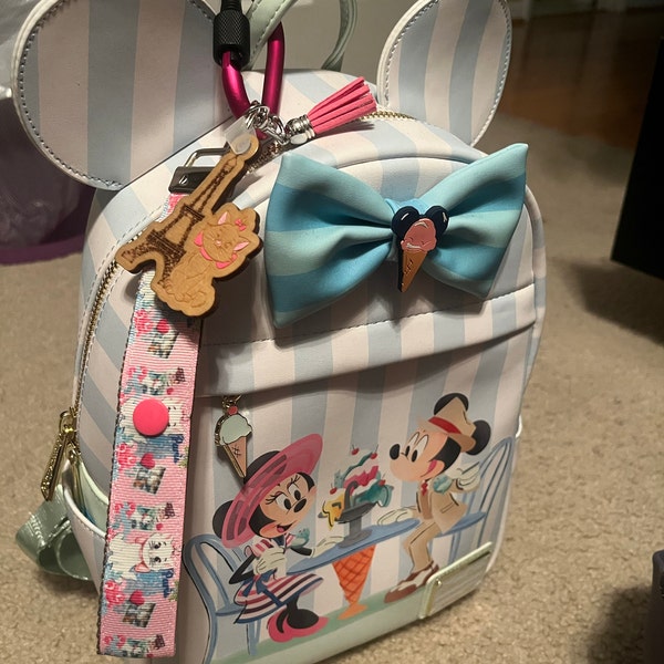 Disney Ear Holder for Backpack Pixar up Carl W/ Custom Charm Minnie Ear ...