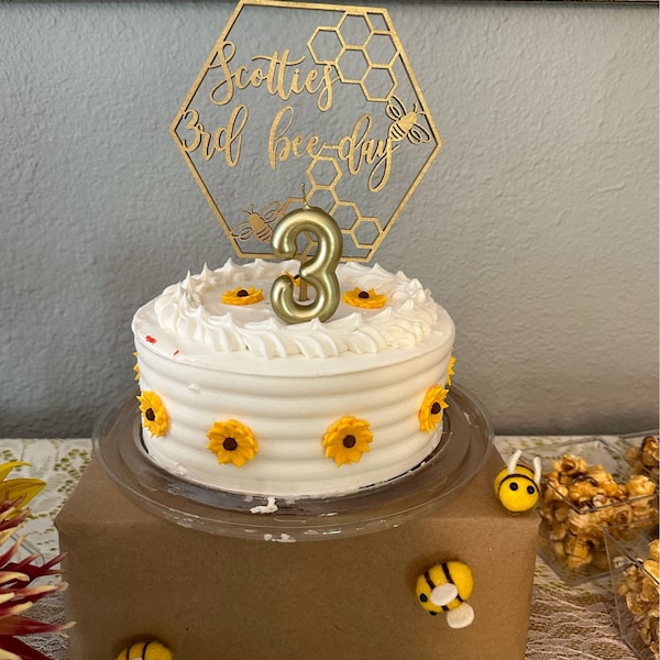 Custom Bee Cake Topper Personalized Honeycomb Cake Topper Bee Themed ...