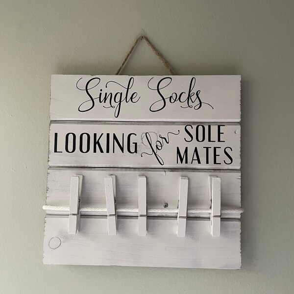 Single Socks Looking for Sole Mates Laundry Decor / Sock Hanger / Sock ...