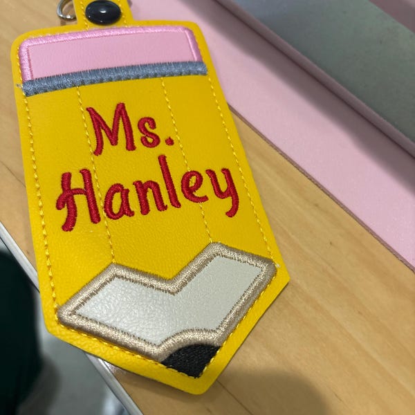 Personalized Crayon ID Badge Holder - Pencil Employee ID Holder ...