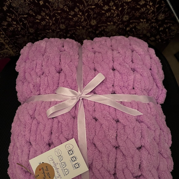 Puffy Blanket, Warm and Plush Blanket, Hand Knit Blanket, Bed Throw ...