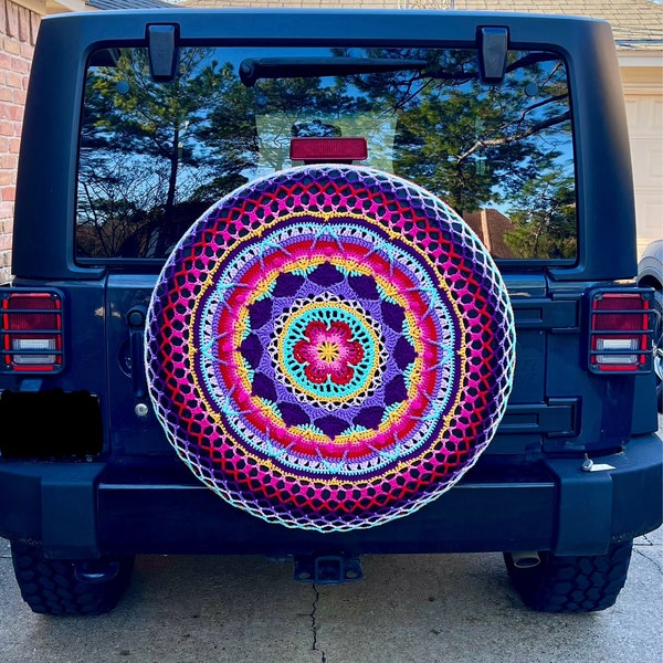 Radiating Jewel Crochet Spare Tire Tyre Cover - Etsy