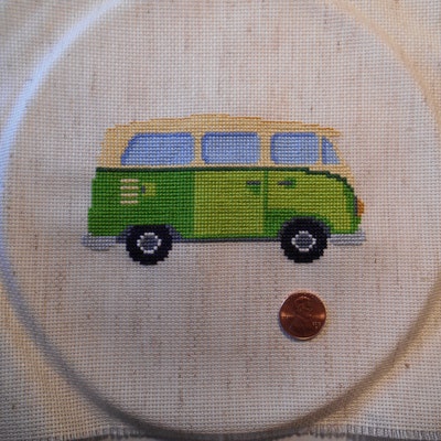 PDF Pattern Little Green Microbus Cross Stitch Pattern, VW Bus Cross ...