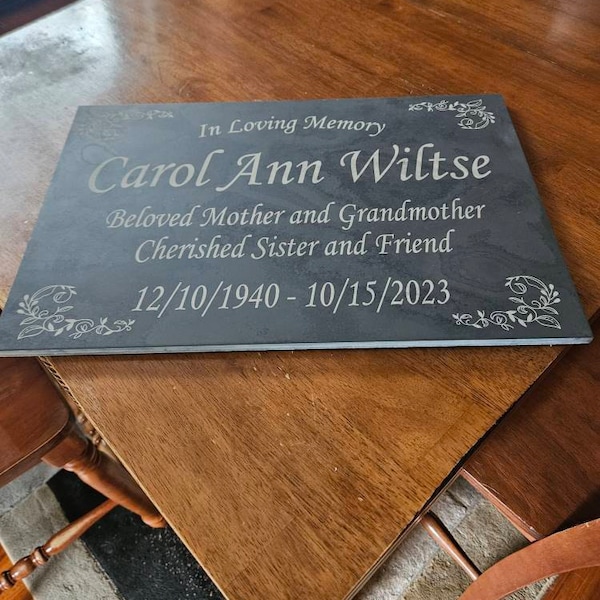 Memorial Stone Gray Slate for Mom Dad, Personalized in Loving Memory ...
