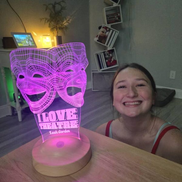 Comedy Tragedy Masks 3D Led Lamp Personalized, Sock and Buskin, Gift ...