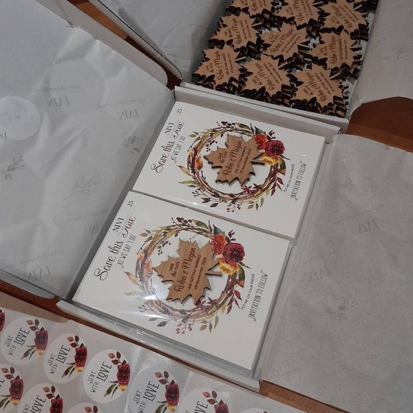Fall Save the Date Magnet With Cards, Wedding Maple Leaf Save-the-dates ...