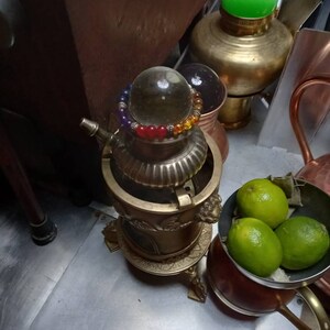 Antique South Indian Hand Crafted Brass Oil Diya Light Stand 19c Indian ...