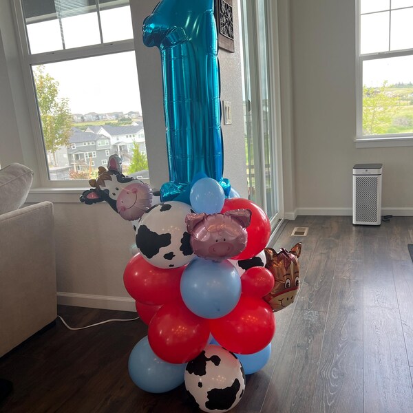 DIY Blue Farm Balloon Sculpture, 1.4m/55in, Boy's Farm Animal Balloon ...