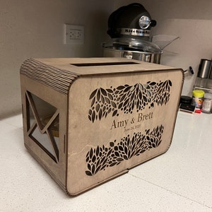 Unique Boho Wedding Card Box With Slot, Wooden Envelope Box ...