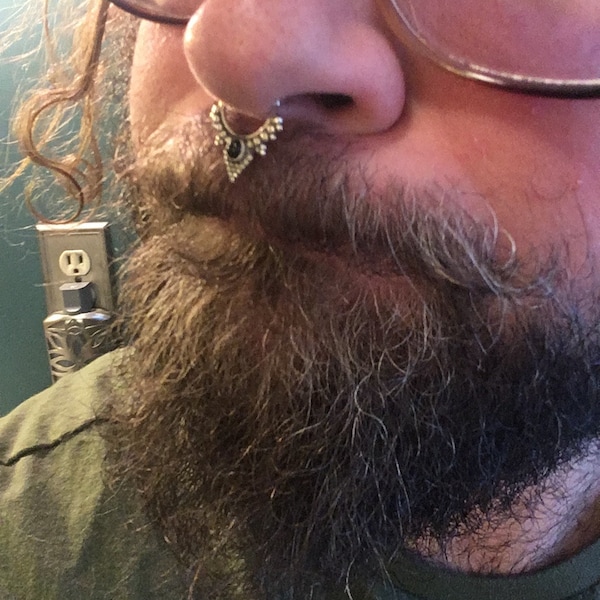 Tribal Septum Piercing With Black Onyx ⎜ Pyramid - Etsy