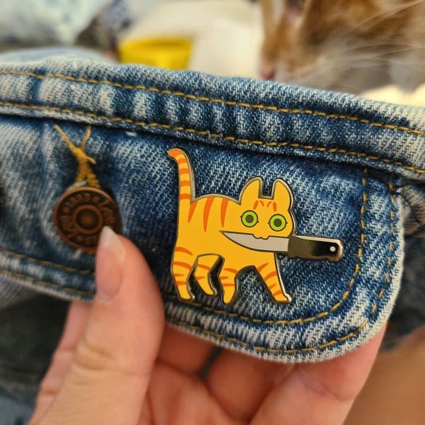 Orange Tabby Knifecat Enamel Pin - Etsy