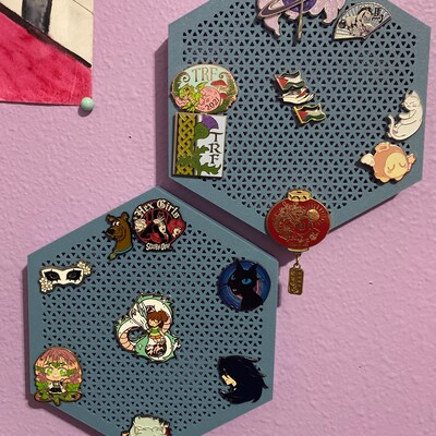 Enamel Pin Board Display for Pin Collectors hexagon Wall Mount Enamel ...