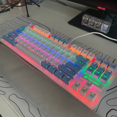 Pastel Lighting Keyboard, 87 Keys USB Wired Gaming Keyboard, Modern ...