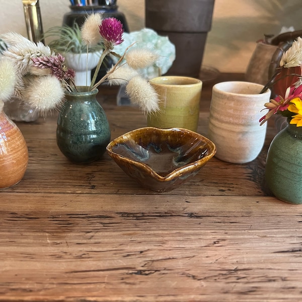 Miniature Pot, Mini Ceramic Bowl, Heart Dish, Bud Vase, Tiny Pottery ...