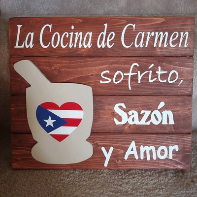 Personalized Puerto Rican Kitchen Wood Sign - Etsy