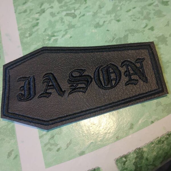 Custom 4.25" Gothic Name Coffin Iron on Embroidered Patch on Black ...