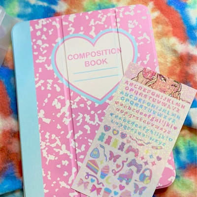 Composition Book Pastel Pink and Blue iPad Case Notebook Cute Kawaii ...
