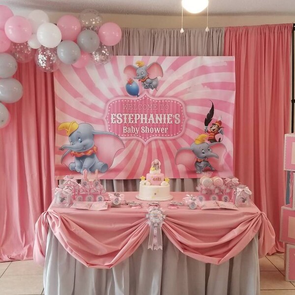 Dumbo Vintage Backdrop Banner, Carnival Circus, Girl Birthday ...