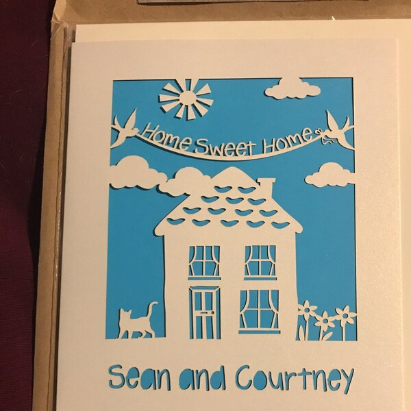 Personalised Papercut New Home Card, Laser Cut Home Sweet Home House ...