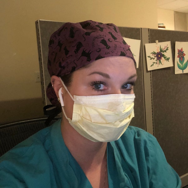 Glow in Dark Vampire Teeth Classic Skull Scrub Cap, Halloween Bite Tie ...
