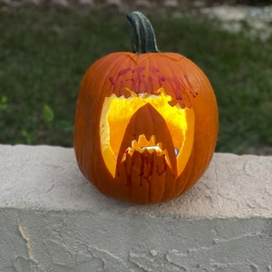 Printable Pumpkin Stencil for Carving JAWS Shark and Swimmer Silhouette ...