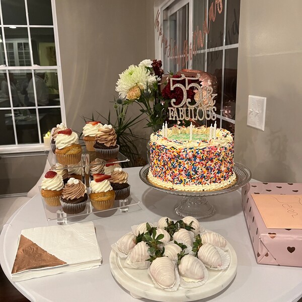 55 Birthday Cake Topper - 55 and Fabulous ROSE GOLD - Fun 55th Birthday ...