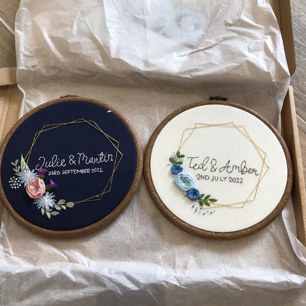 Custom Wedding Anniversary Embroidery Hoop - Cotton Anniversary Gift ...