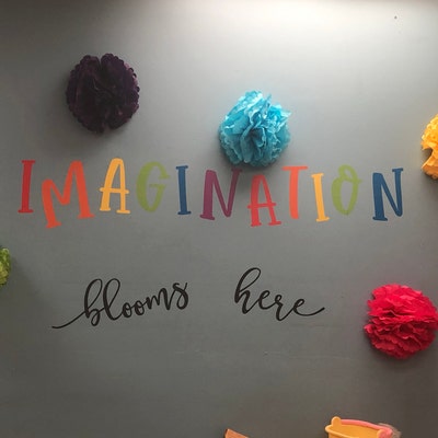 Imagination Blooms Here Decal Classroom Decor Children Bedroom or ...