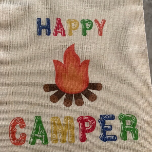 Happy Camper Multi Colors - Camping Party Favor Bag -drawstring Cotton ...