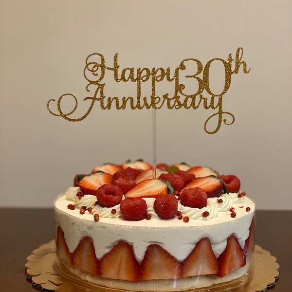 Happy 30th Anniversary Cake Topper, Gold Silver Cake Topper ...