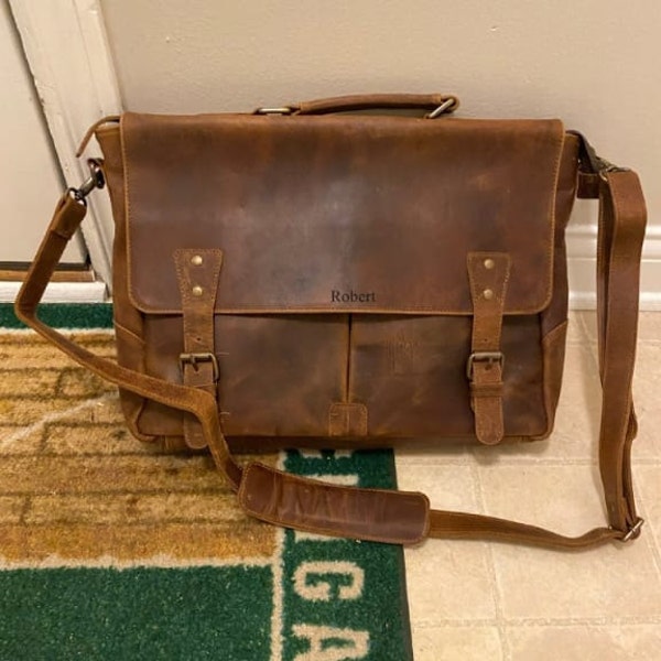 Leather Messenger Bag, Professional Bag, Work Messenger Laptop Bag ...