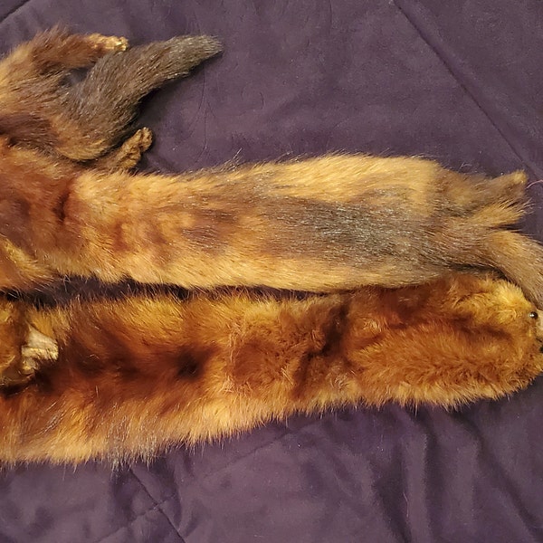 4 Pelt Brown MINK Scarf Scarves Collar Boa Stole Stoll, Real MINK Full ...