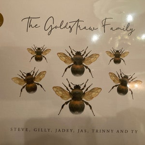 Personalised Bumble Bee Family Print Our Family Print Wall Decor Print ...