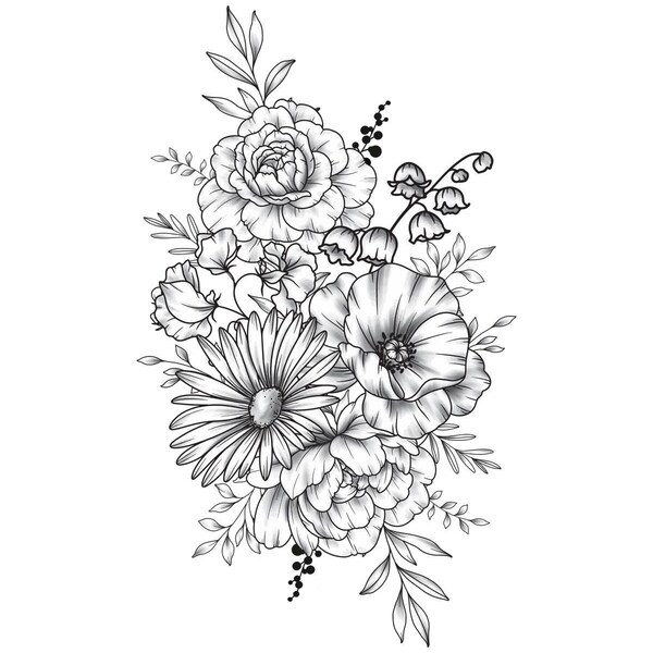 Duplicate Birth Flower Bouquet, Family Birth Month Tattoo Design, up to ...