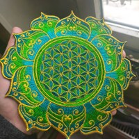 Rainbow Sun Peyote Patch, Handmade Embroidery, Huichol Peyote Art ...