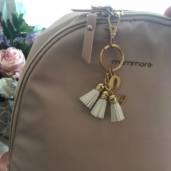 Individual Letter Keychain With Mini Tassels | Acrylic Initial Keychain ...