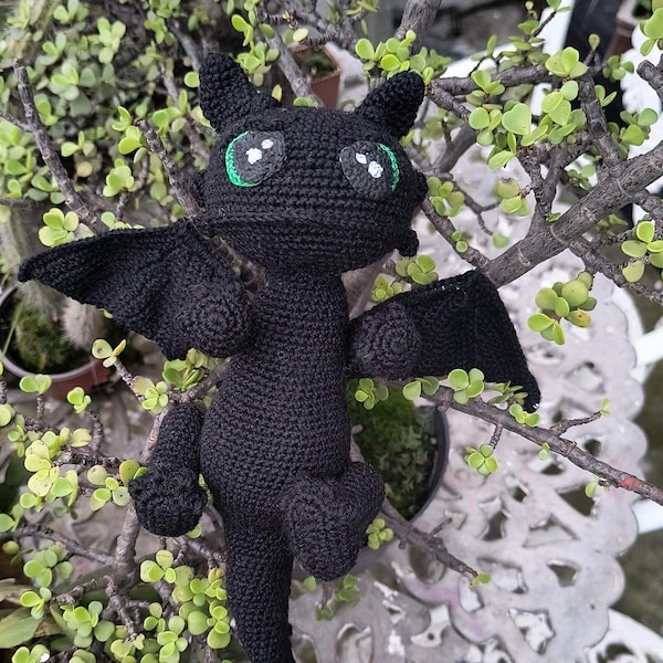 Toothless Dragon Crochet Pattern Pdf,black Amigurumi Night Fury Plush ...