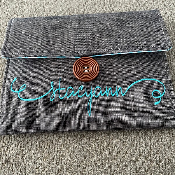 Monogrammed Grey Linen Kindle Case, Personalized Kindle Paperwhite ...