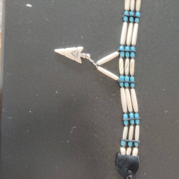 Native American Choker W/ Feather Cherokee Made William Lattie Comes W ...