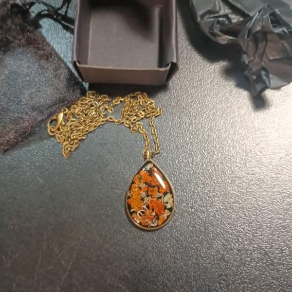 Real Lichen and Moss Teardrop Pendant Birthday Gift for Girlfriend ...