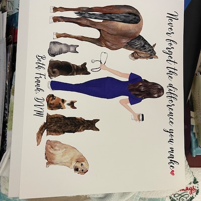 Vet Tech Gift, Veterinarian Gift, Personalized Veterinarian Print ...